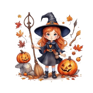 Halloween Witch Clipart - 10 High Quality Pngs, Watercolor Witch, Jack ...