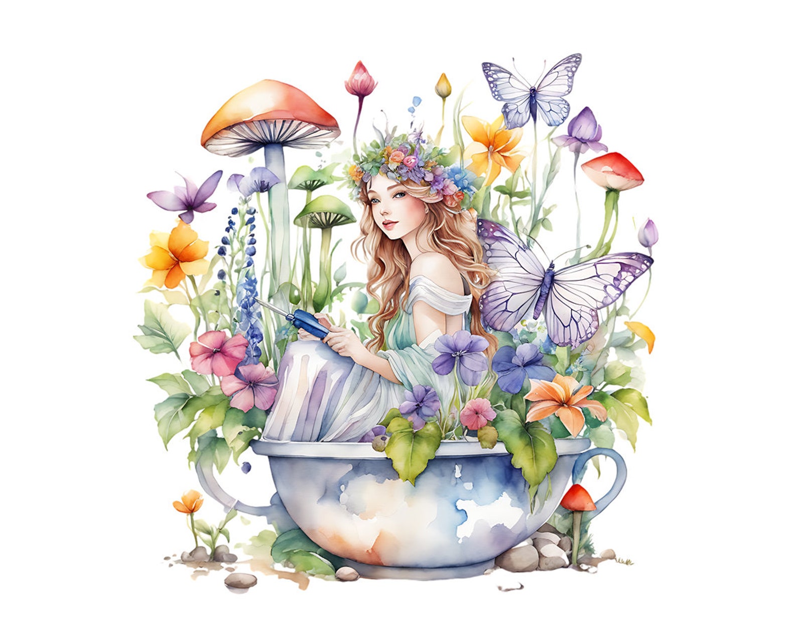 Garden Fairy Clipart Spring Garden Fairy Clipart 13 Pngs, Watercolor ...