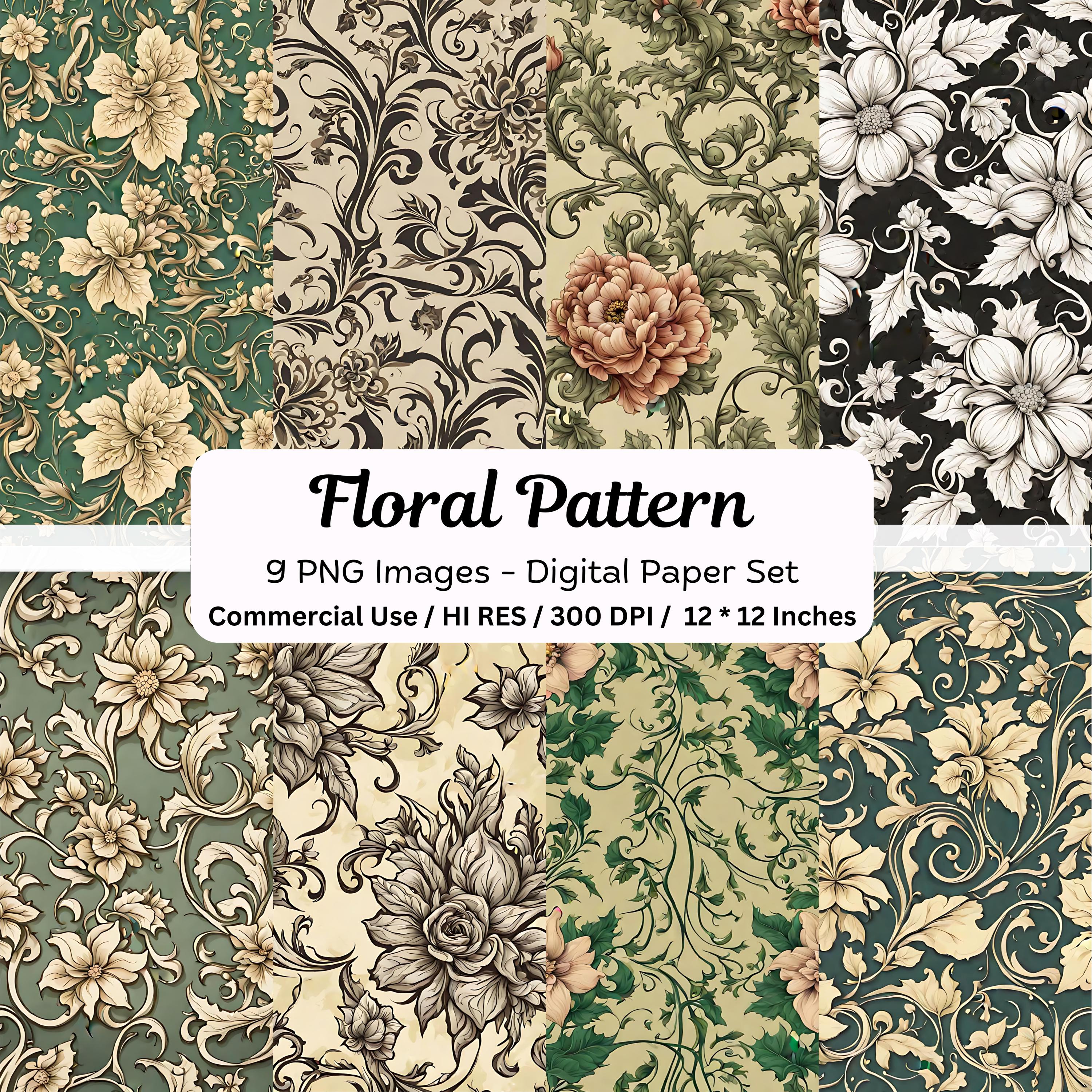 Flowers Digital Paper, Vintage Flowers, Seamless Pattern, Floral ...
