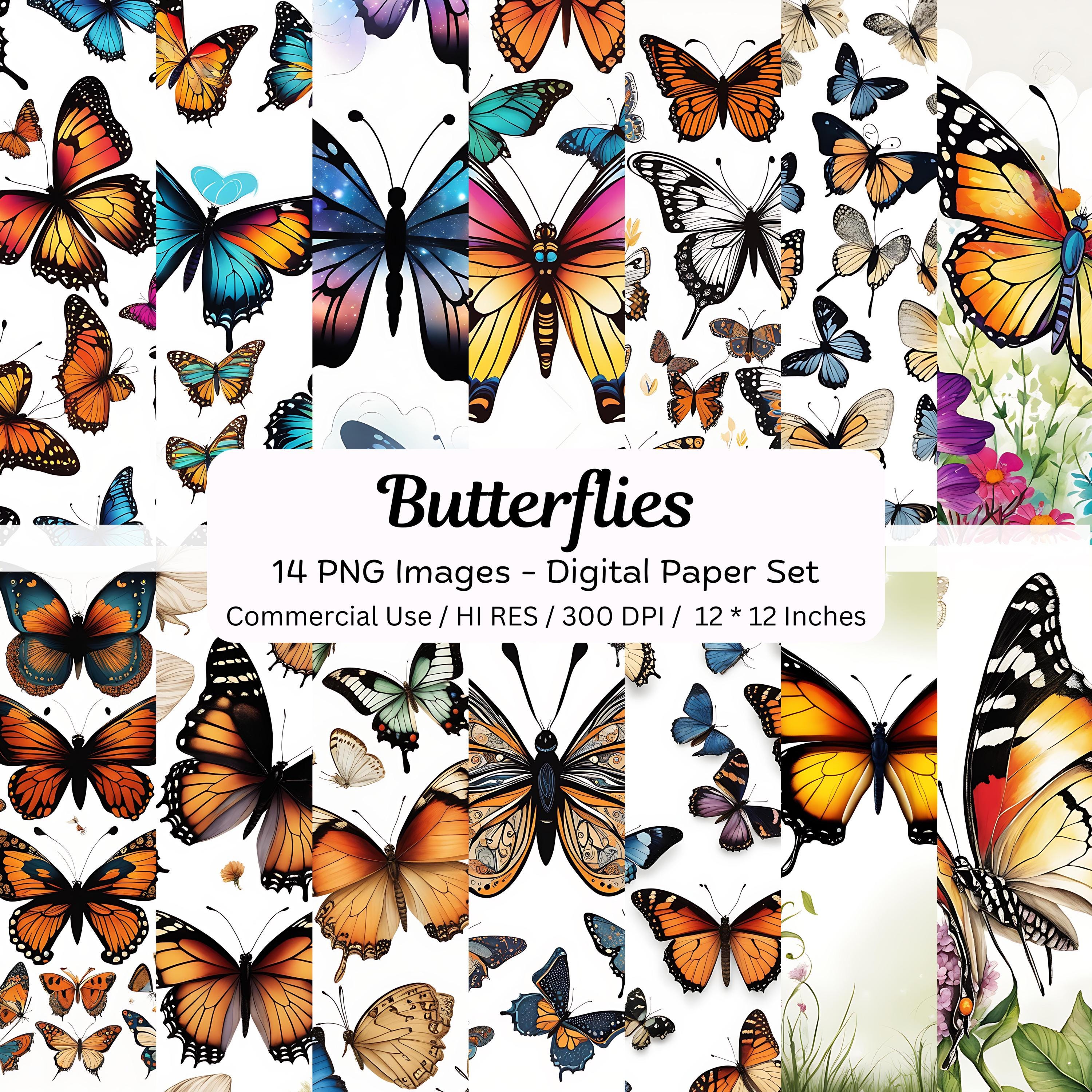 Butterflies Digital Paper, Seamless Butterfly Pattern, Watercolor ...