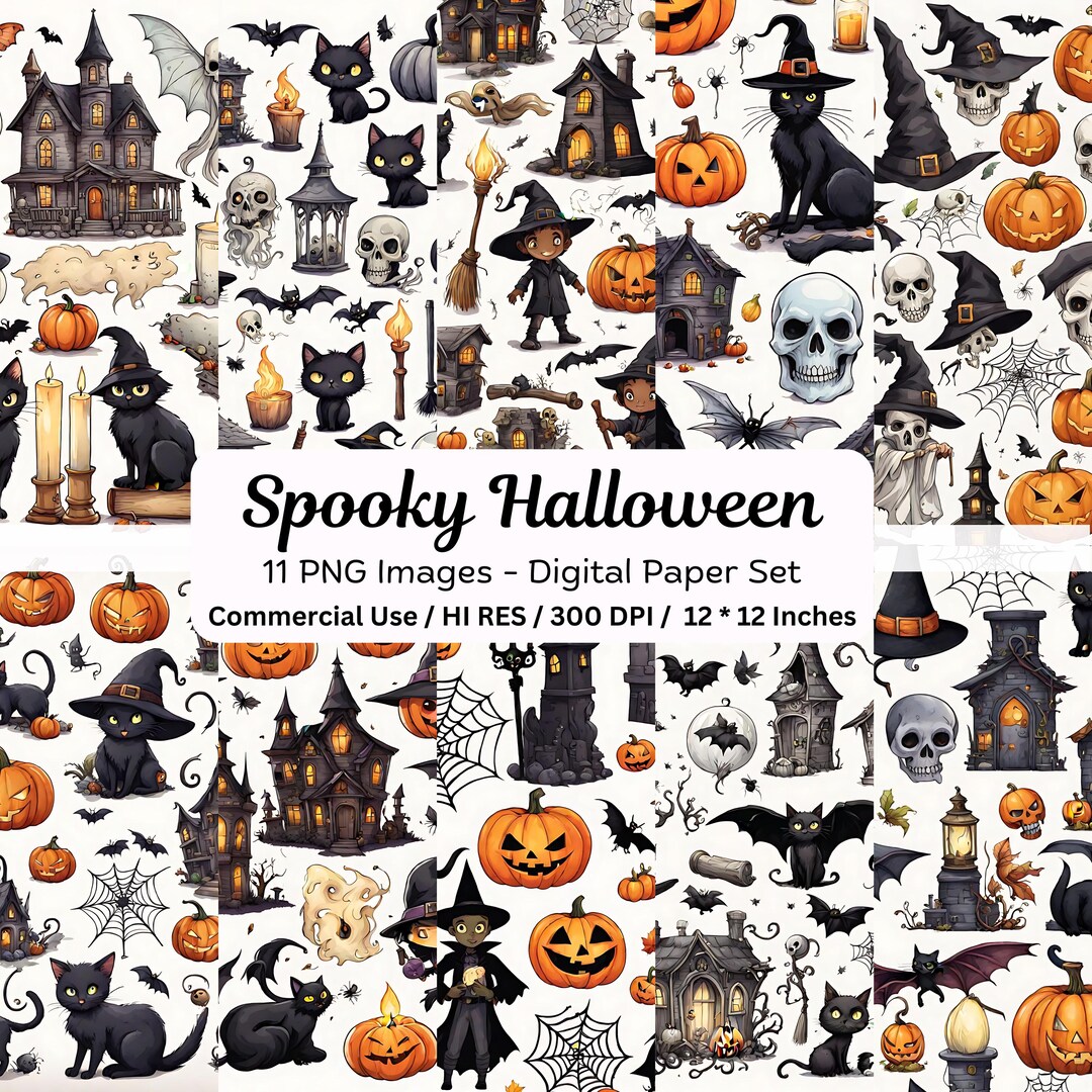 Spooky Halloween, Halloween Digital Paper, Spooky, Gothic, Halloween ...