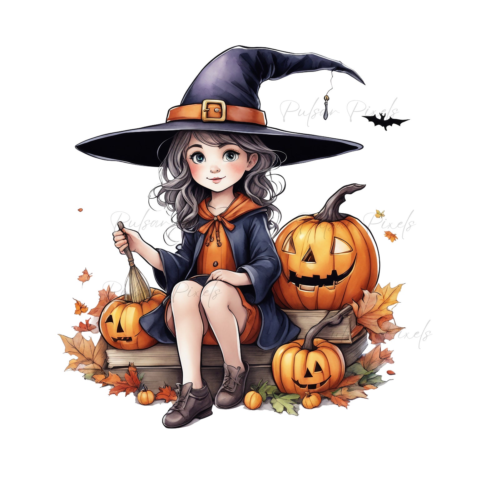 Halloween Witch Clipart 10 High Quality Pngs, Watercolor Witch, Jack O ...
