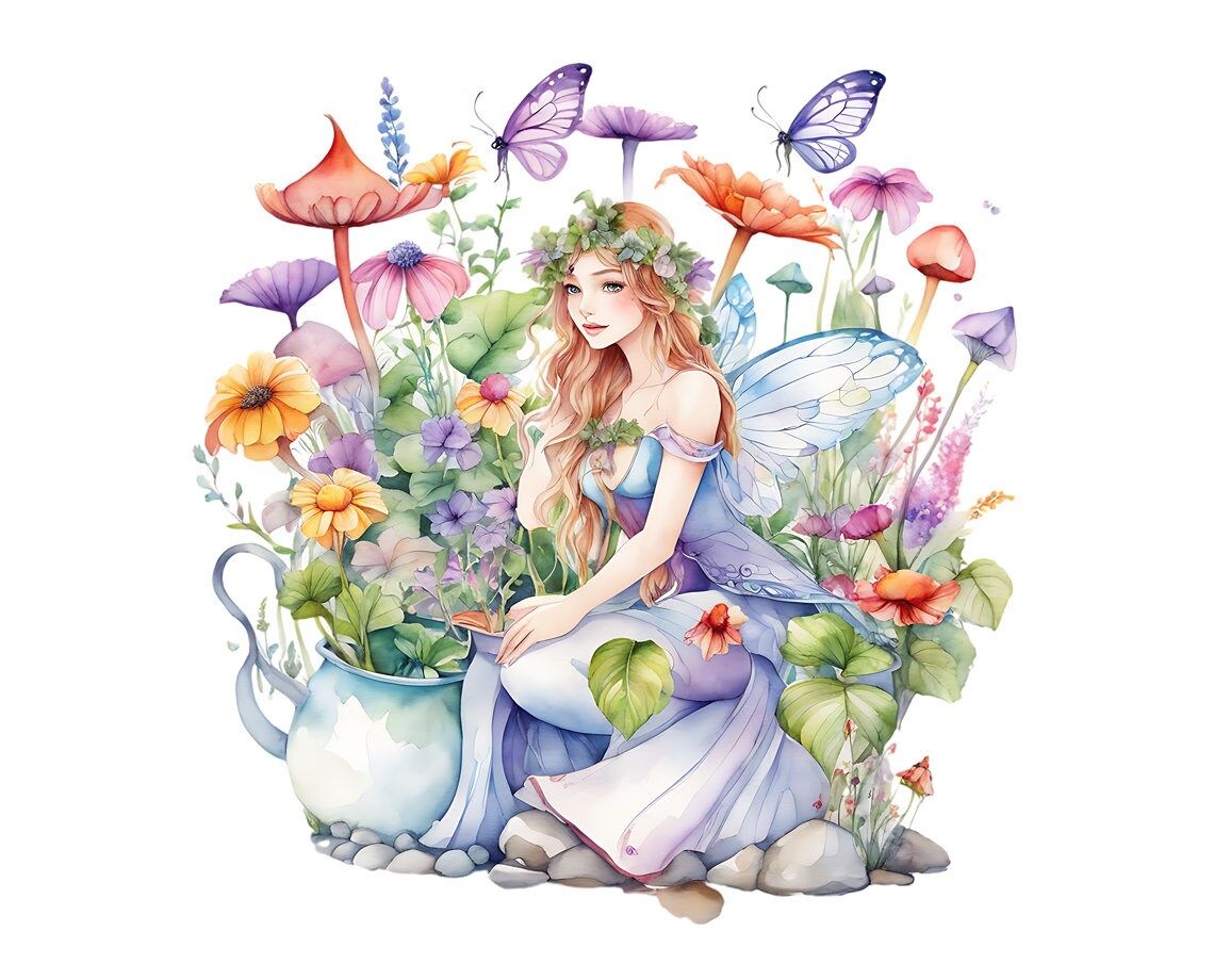 Garden Fairy Clipart Spring Garden Fairy Clipart 13 Pngs, Watercolor ...