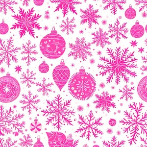 Christmas Digital Paper, Pink Christmas, Snowflake Pattern, Christmas ...