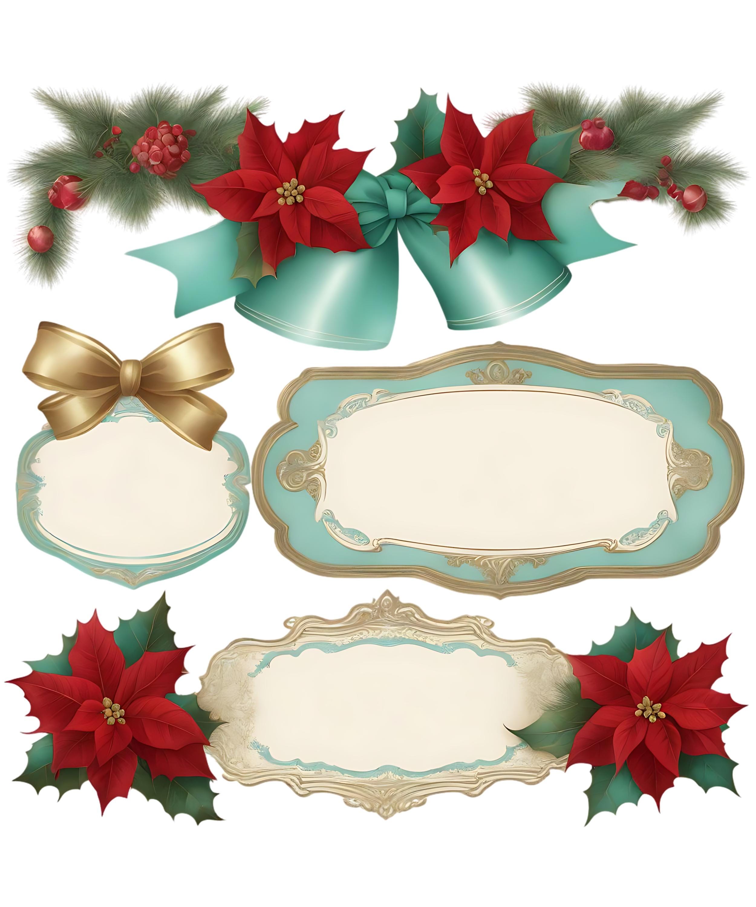 Vintage Christmas Labels Clipart, Christmas Label, Vintage Christmas ...
