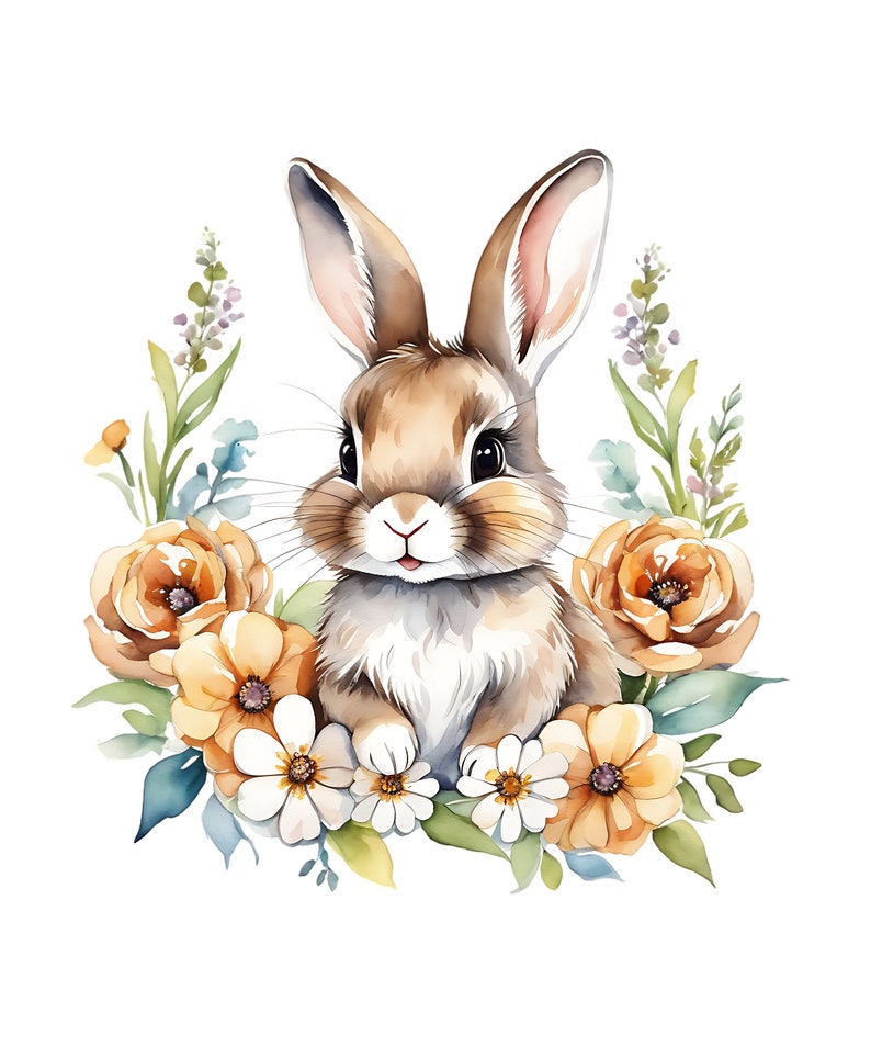Cute Watercolor Bunnies - Digital Download - Bunny Digital Paper Craft ...