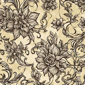 Flowers Digital Paper, Vintage Flowers, Seamless Pattern, Floral ...