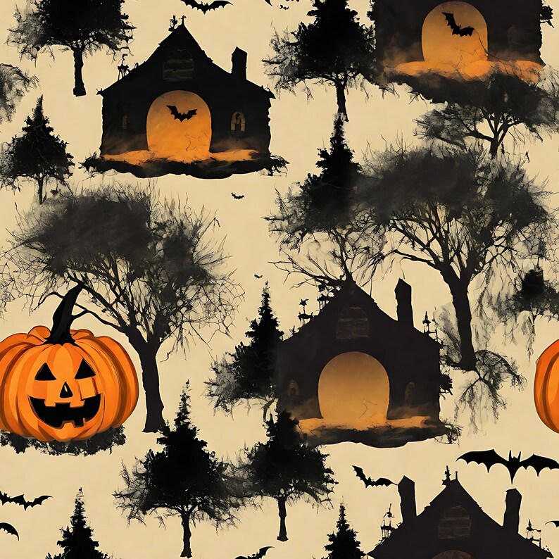 Halloween Background, Halloween Landscape, Spooky Gothic Junk Journal ...