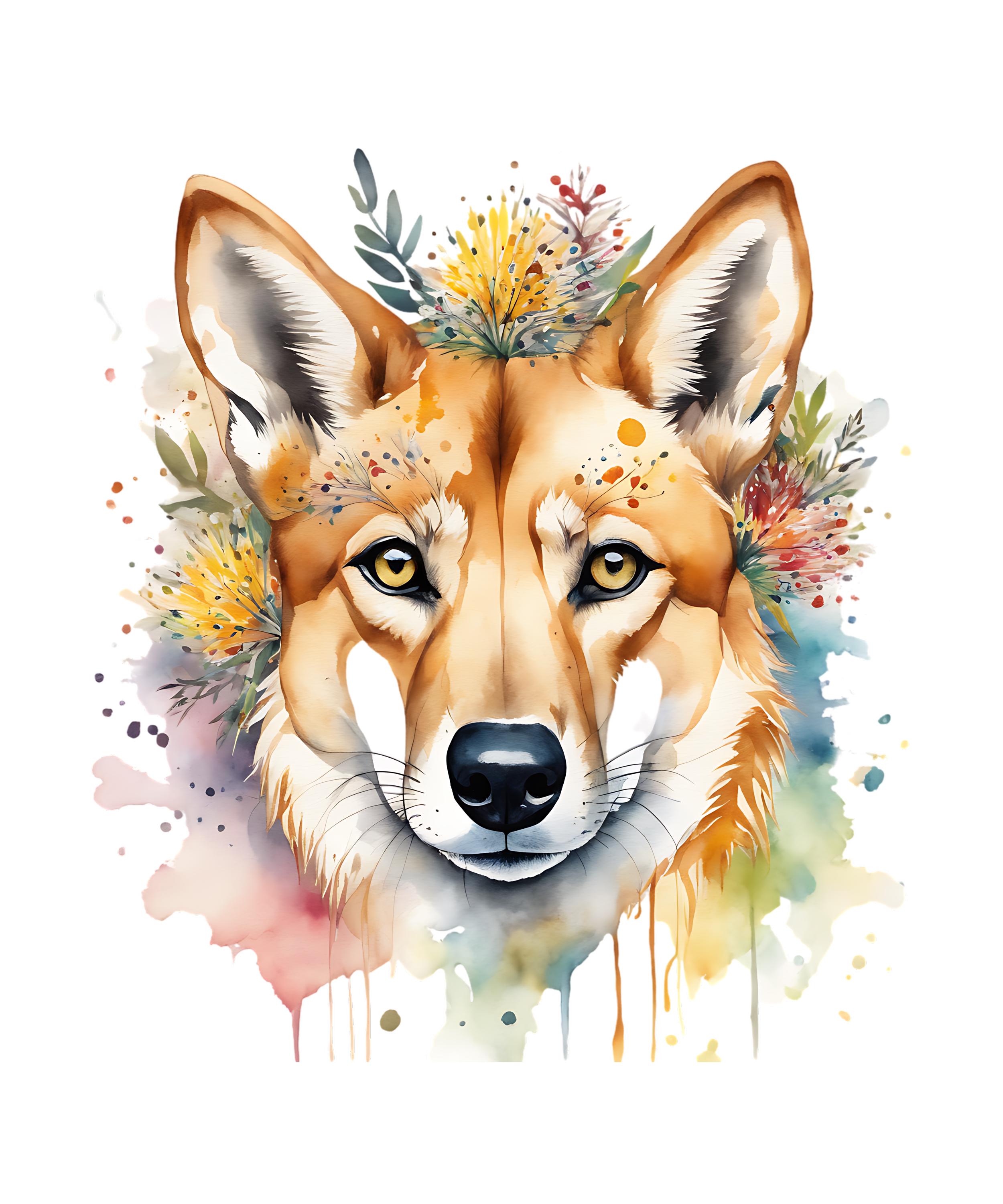 Watercolor Dog Clipart, Dingo Clipart, Wild Dog Clipart, Dingo PNG ...