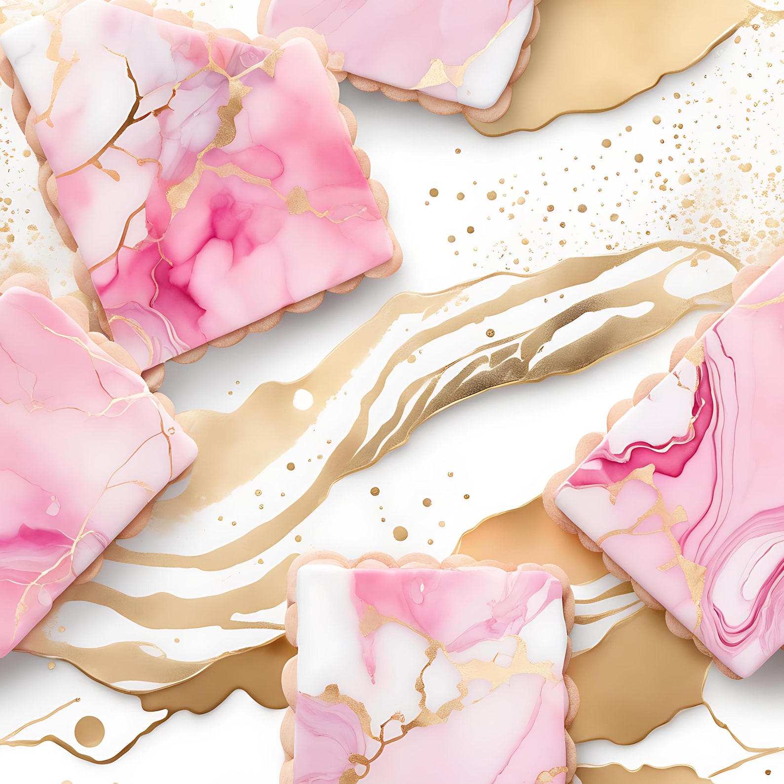 Pink and Gold Marble Digital Paper, Seamless Marble Textures, Gold Foil ...