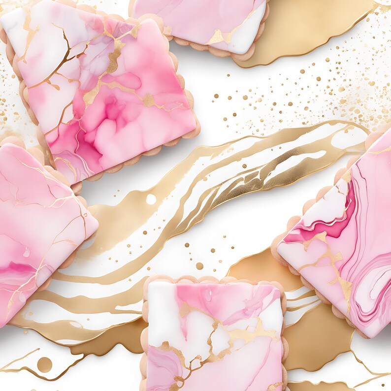 Pink and Gold Marble Digital Paper, Seamless Marble Textures, Gold Foil ...