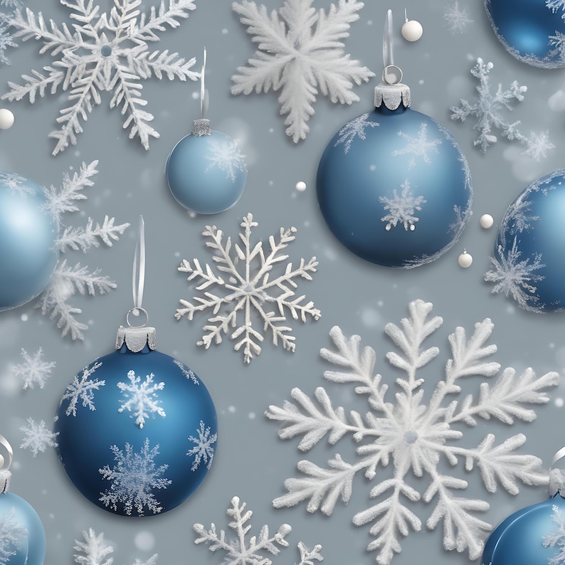 Christmas Digital Paper, Blue Christmas, Snowflake Wallpaper, Antique ...