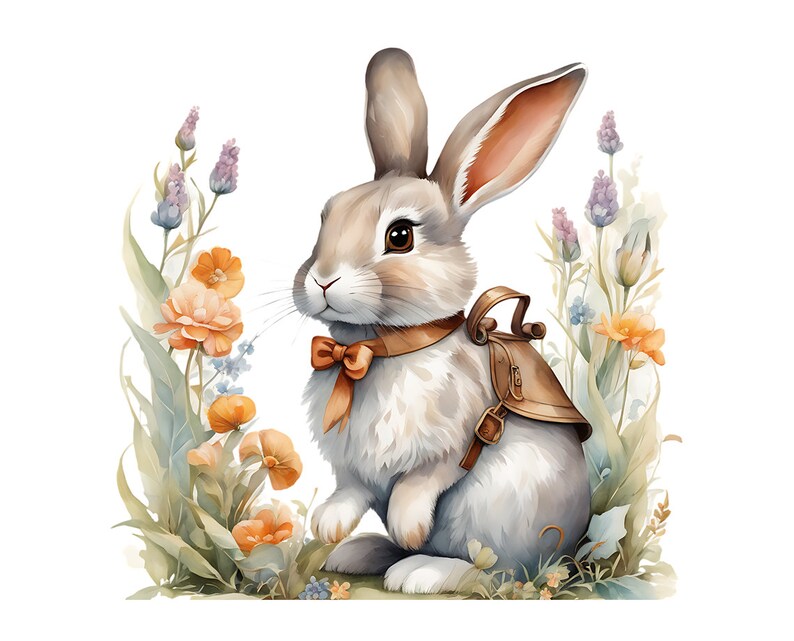 Cute Watercolor Rabbits - Digital Download - Bunny Digital Paper Craft ...