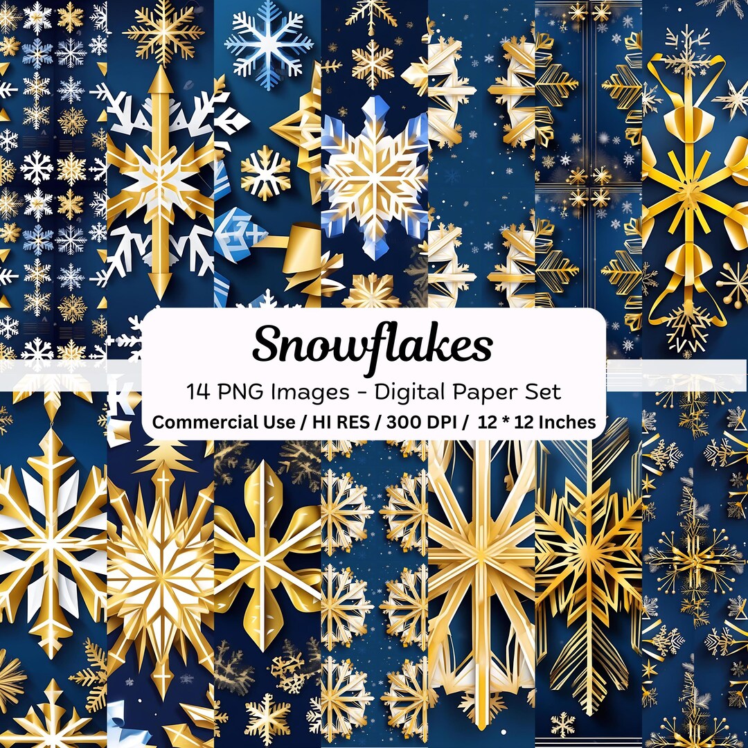 Christmas Digital Paper, Blue Christmas, Snowflake Patterns, Antique ...