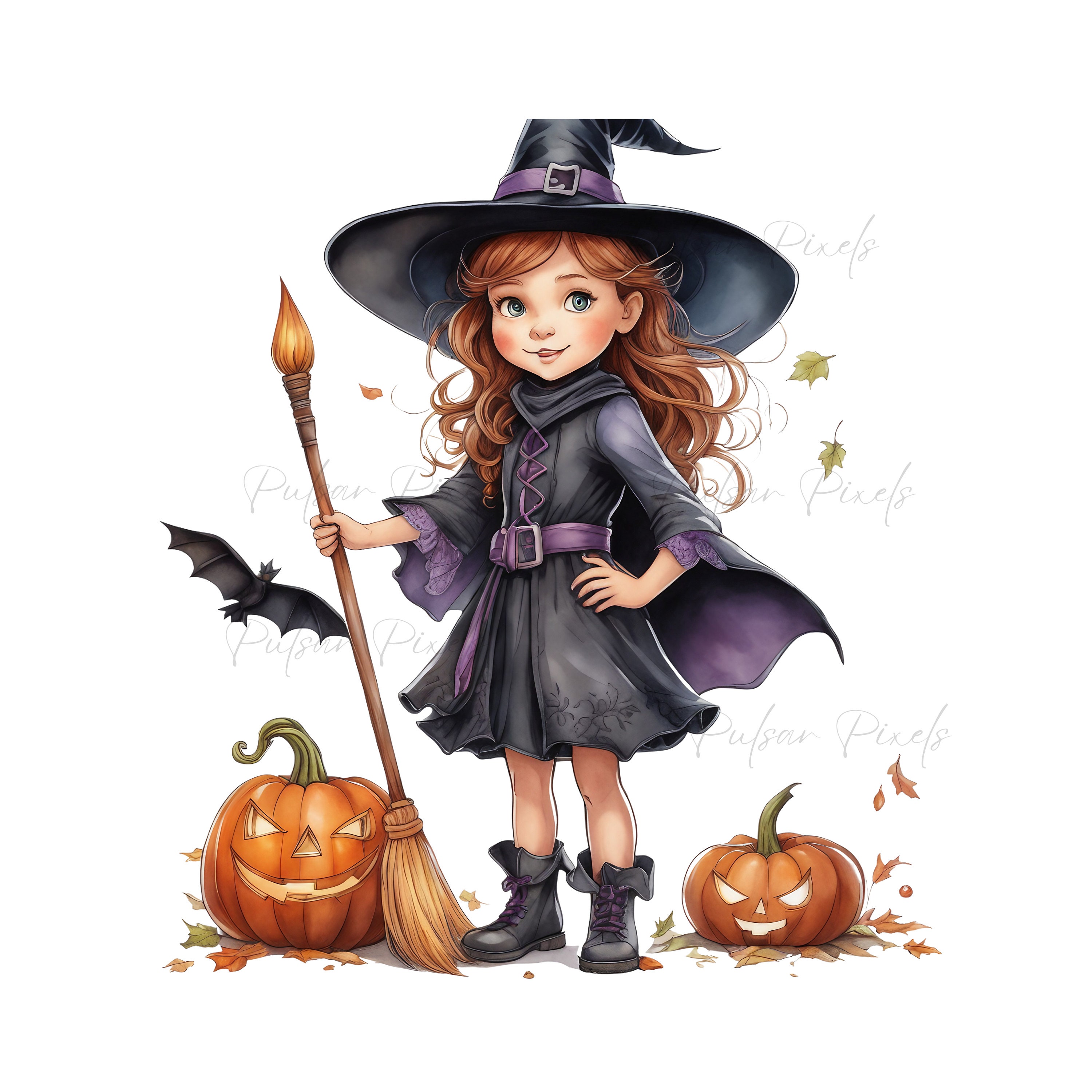 Halloween Witch Clipart 10 High Quality Pngs, Watercolor Witch, Jack O ...