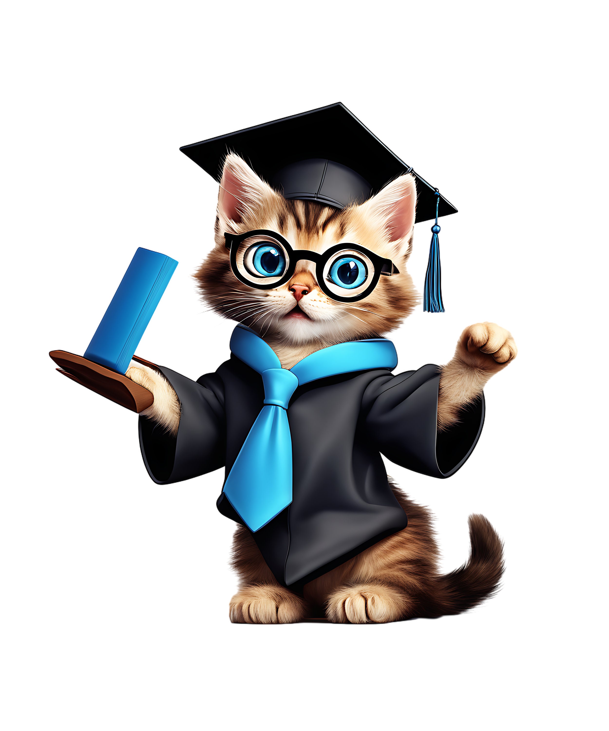 Graduation Cat Clipart, Academic Celebration, Watercolor Sublimation ...