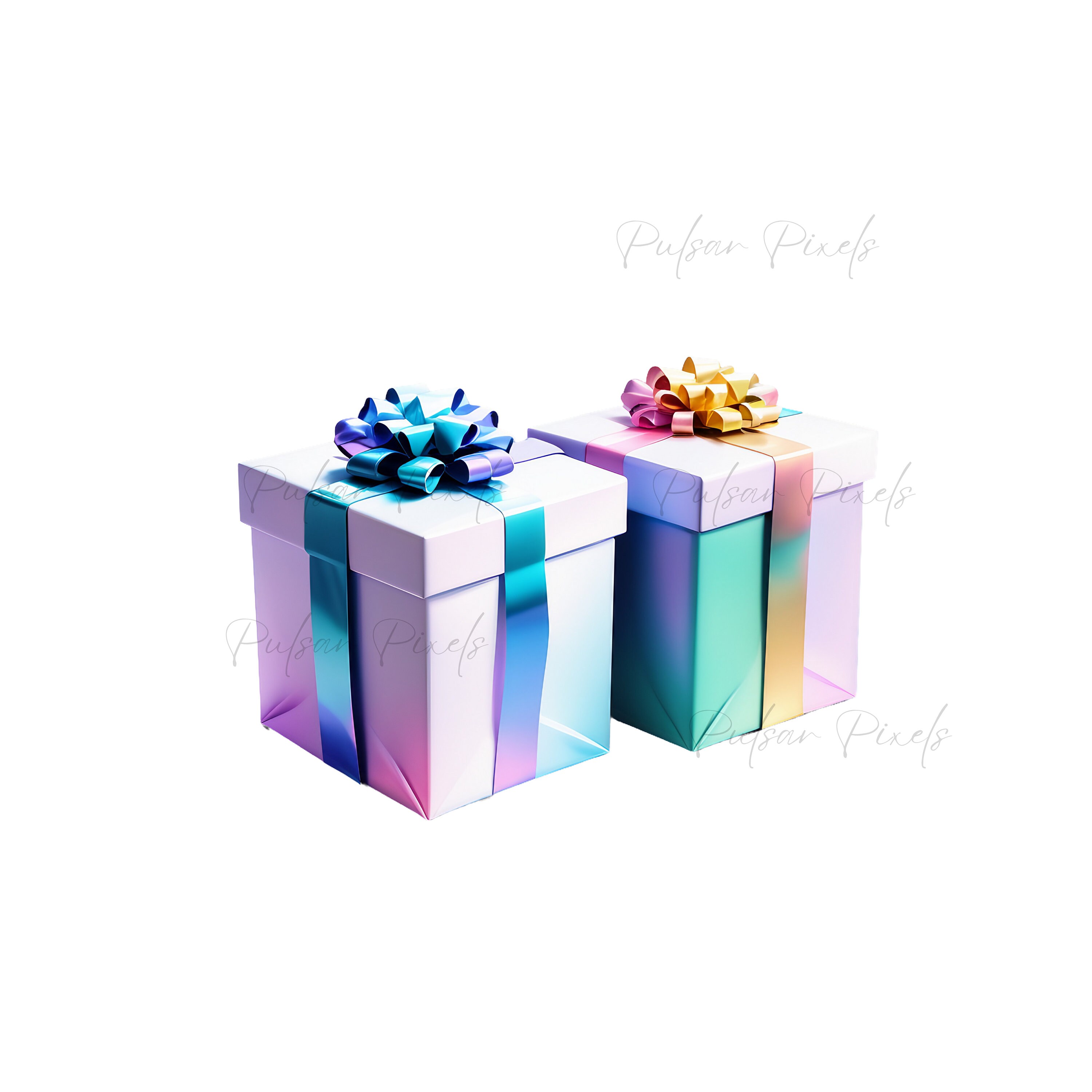 Shiny Gift Boxes Clipart - 12 Colorful Iridescent Present Box Graphics ...