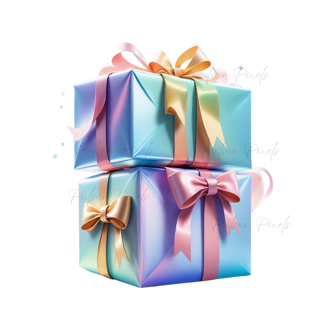 Shiny Gift Boxes Clipart 12 Colorful Iridescent Present Box Graphics ...