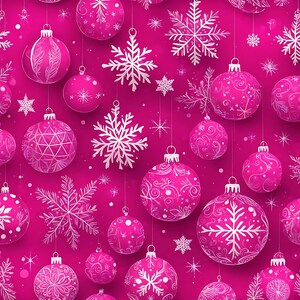Christmas Digital Paper, Pink Christmas, Snowflake Pattern, Christmas ...