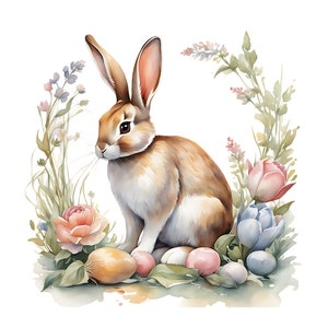 Cute Watercolor Rabbits - Digital Download - Bunny Digital Paper Craft ...