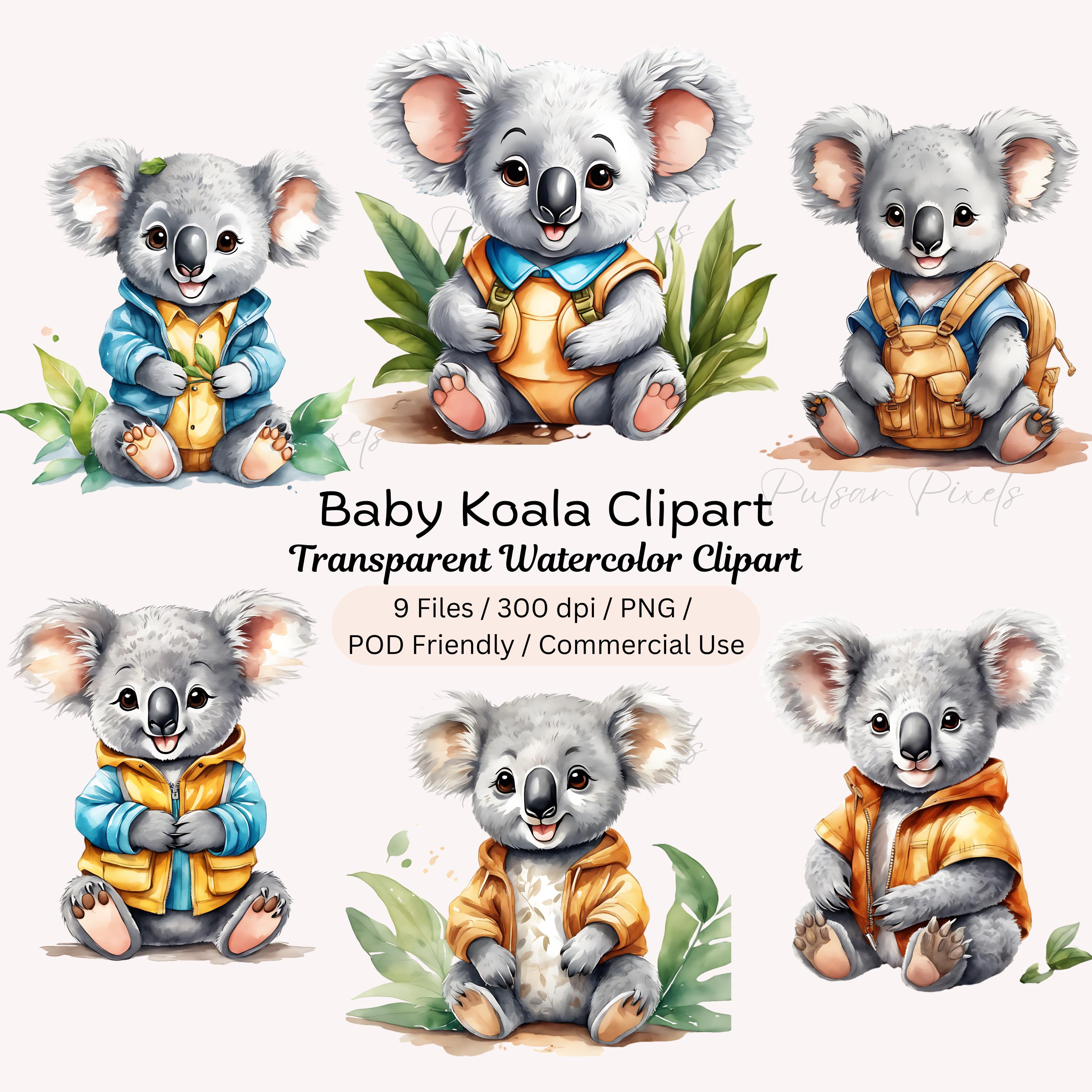 Koala Clipart, Cute Baby Koala PNG, Australian Animal Clipart, Safari ...