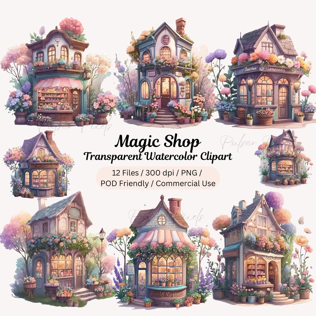 Watercolor Magic Store Clipart, Magic Shop Clip Art, Magic Store PNG ...