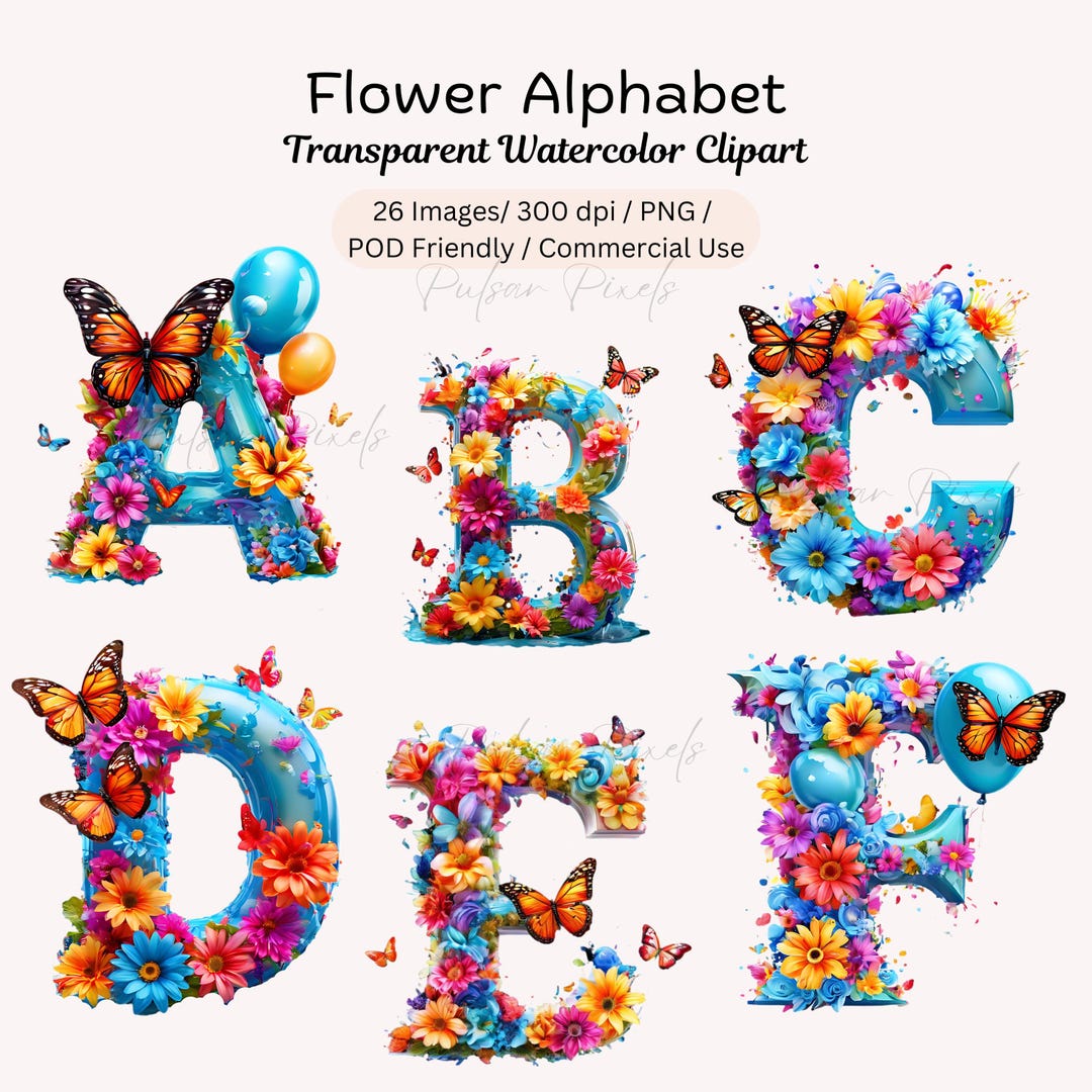 Watercolor Alphabet Clipart, Letters Clipart, Classroom Clipart, 26 ...
