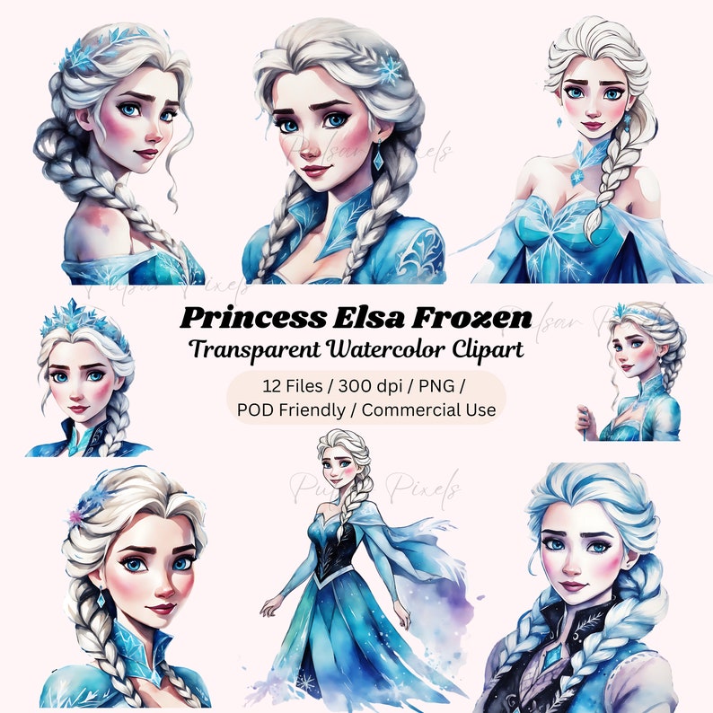 Elsa Frozen Clipart, Snow Princess, Watercolor Frozen Clipart, Snow ...