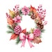 Watercolor Pink Wreath - Pastel Pink Floral Wreath Clipart, Watercolor ...