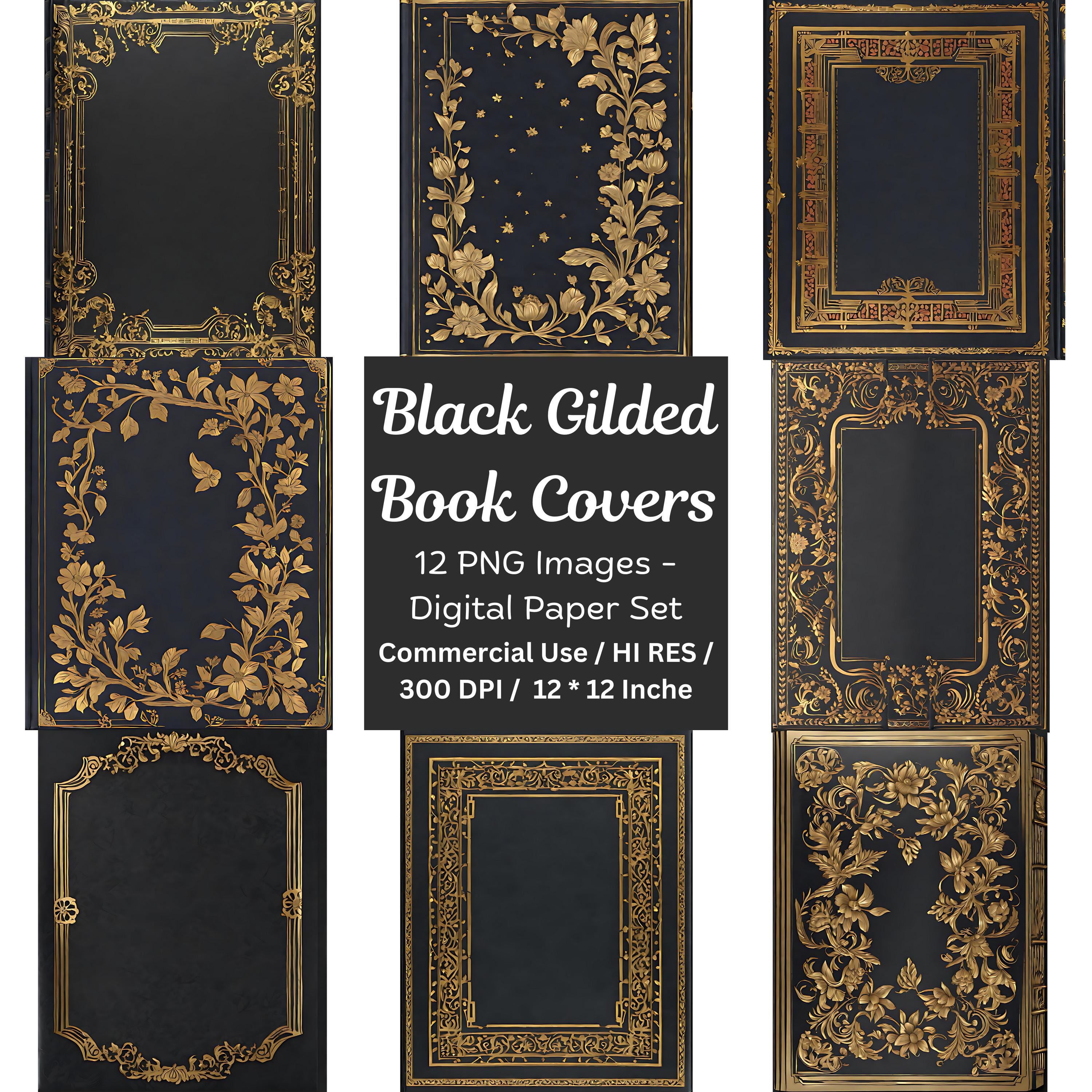 Gilded Black Book Cover, Gilded Book Cover, Gilded Gold, Black Leather ...