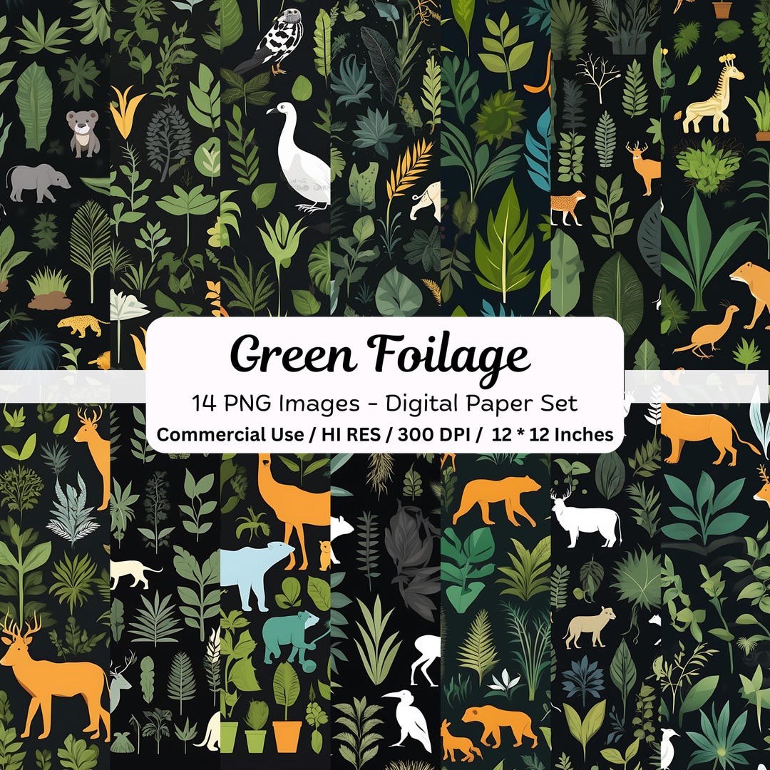 Jungle Animals Digital Paper, Vintage Woodland, Woodland Animals ...