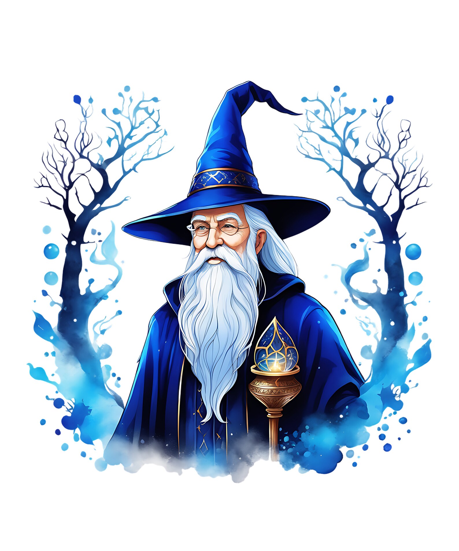 Watercolor Wizard Clipart - Spooky Clipart, Wizard Clipart, Watercolor ...