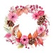 Watercolor Pink Wreath - Pastel Pink Floral Wreath Clipart, Watercolor ...