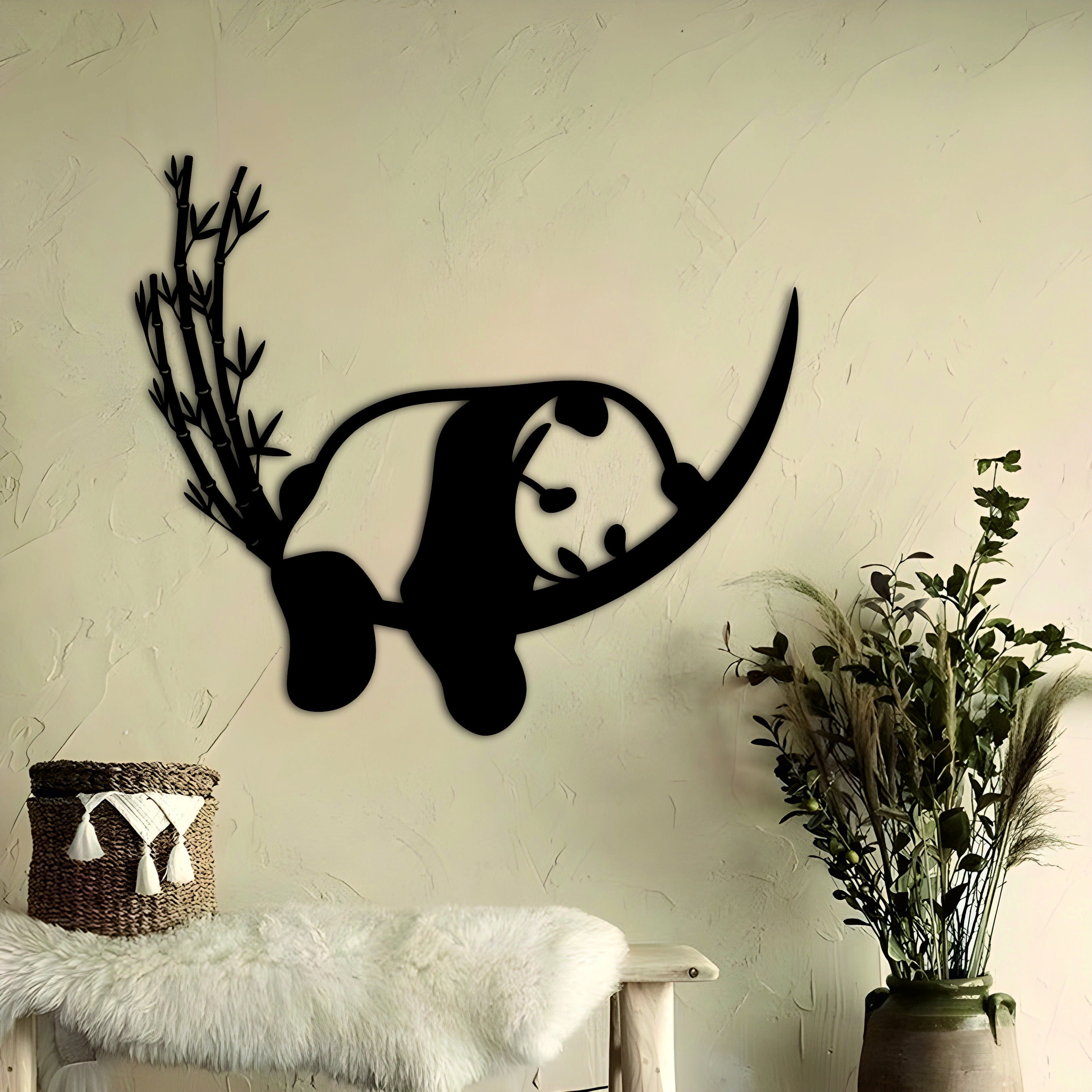 Cute Panda Metal Wall Art for Panda Lover Gift, Metal Wall Decor for ...
