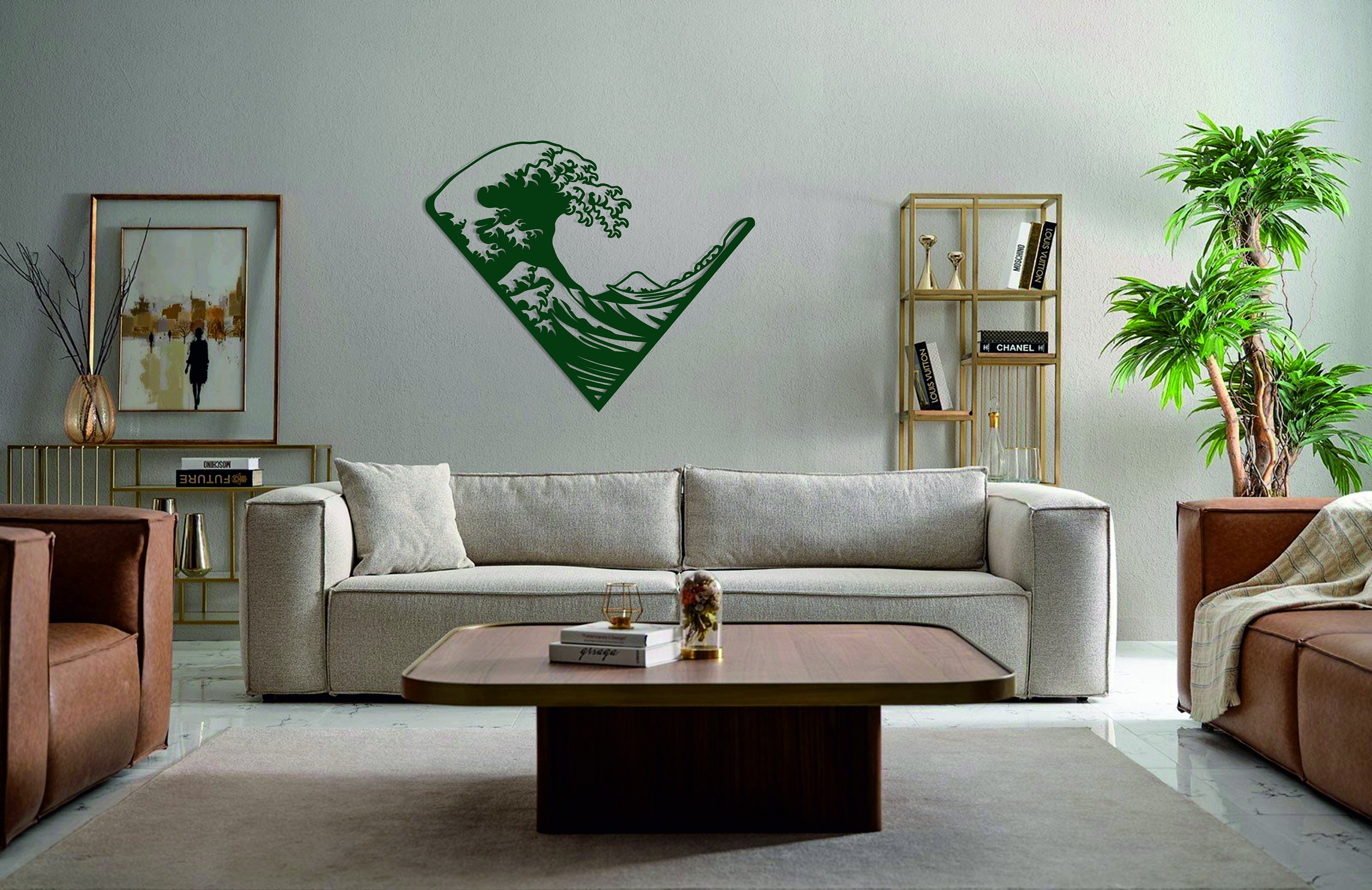 The Great Wave Metal Wall Art for Living Room Decor, Coastal Metal Art ...