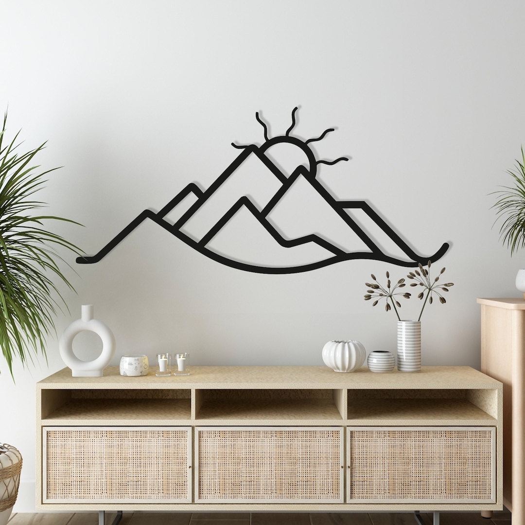 Mountain and Sun Metal Wall Art: Modern Sunrise Decor - Etsy