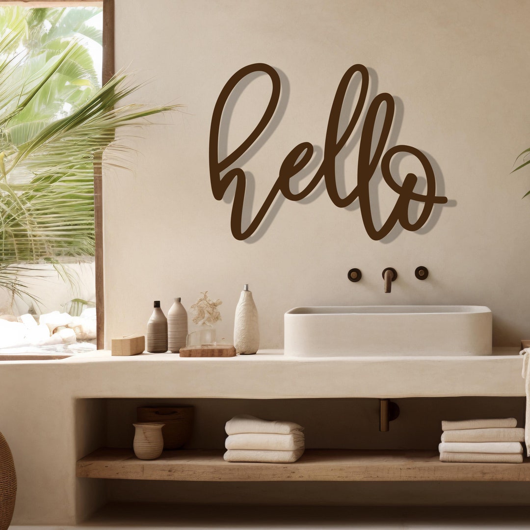 Metal Hello Sign: Modern Home Entryway Wall Decor - Etsy