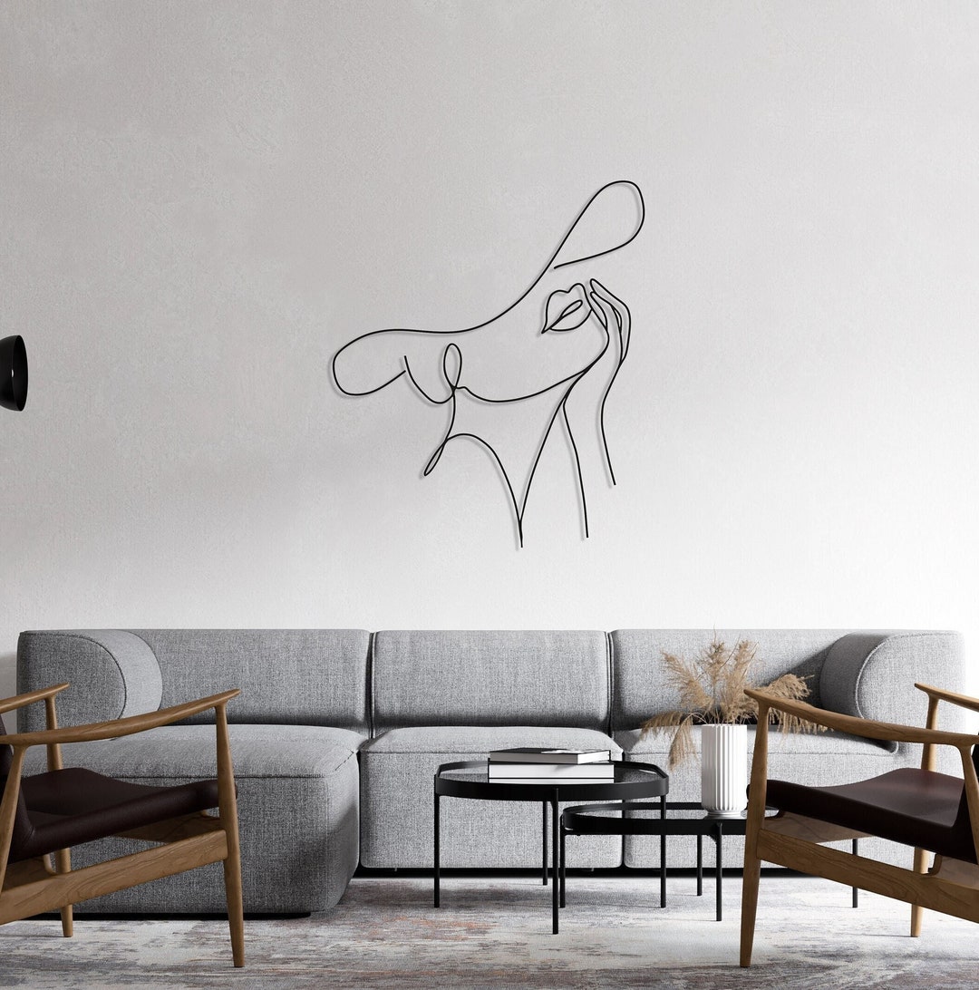 Minimalist Woman Face Metal Wall Line Art for Entryway Decor, Woman ...
