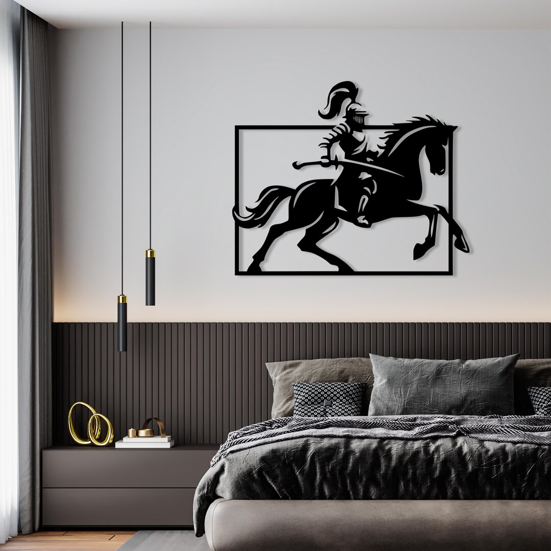 Knight on Horse Metal Wall Art: Medieval Cavalier Decor - Etsy