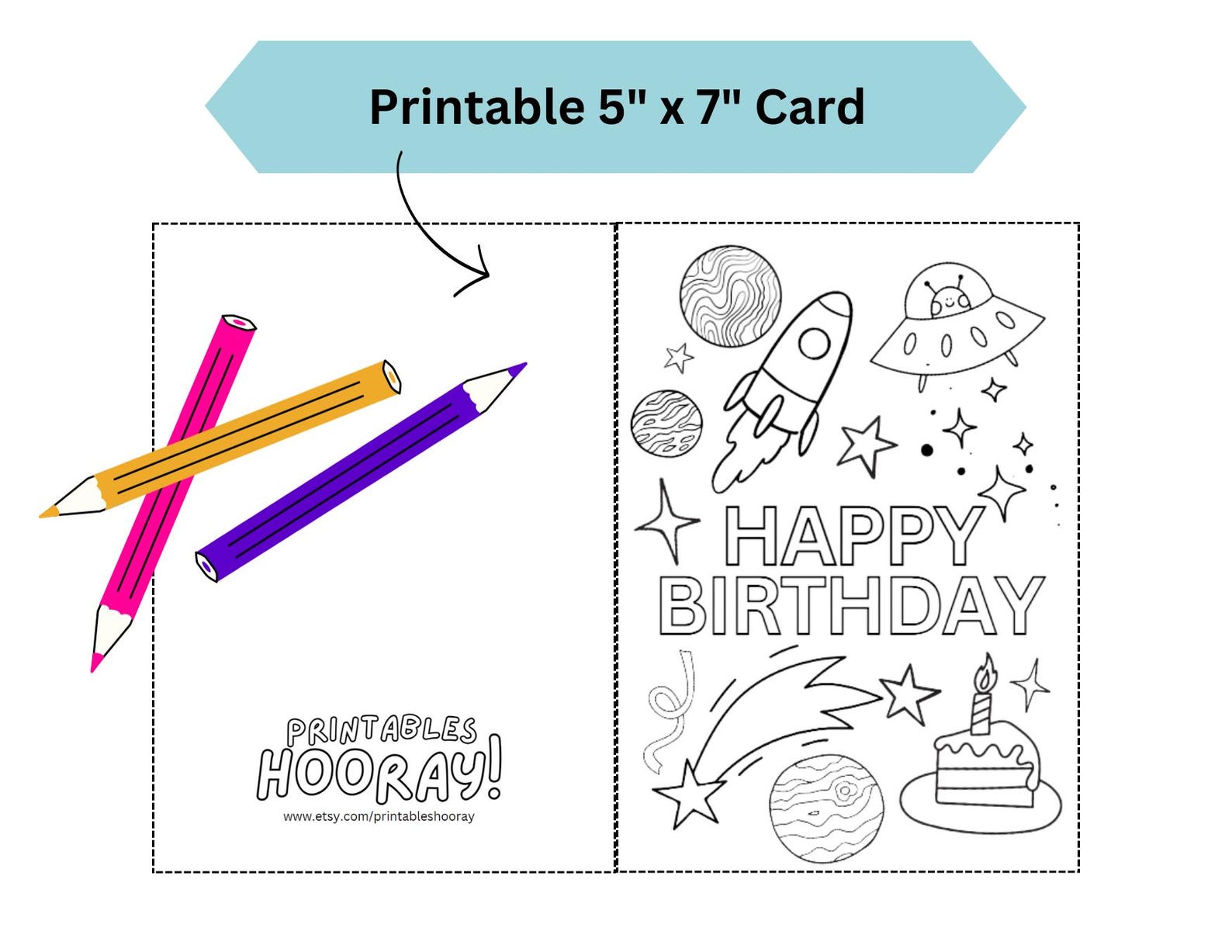 Printable Coloring Birthday Card Digital Download Coloring Birthday ...