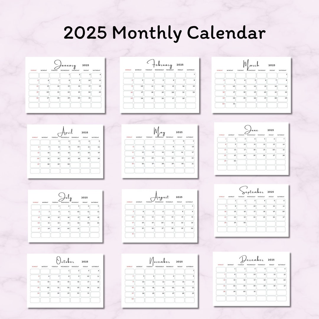 2025 Printable Calendar Set ,monthly Planner, Desk& Wall, A4/letter ...