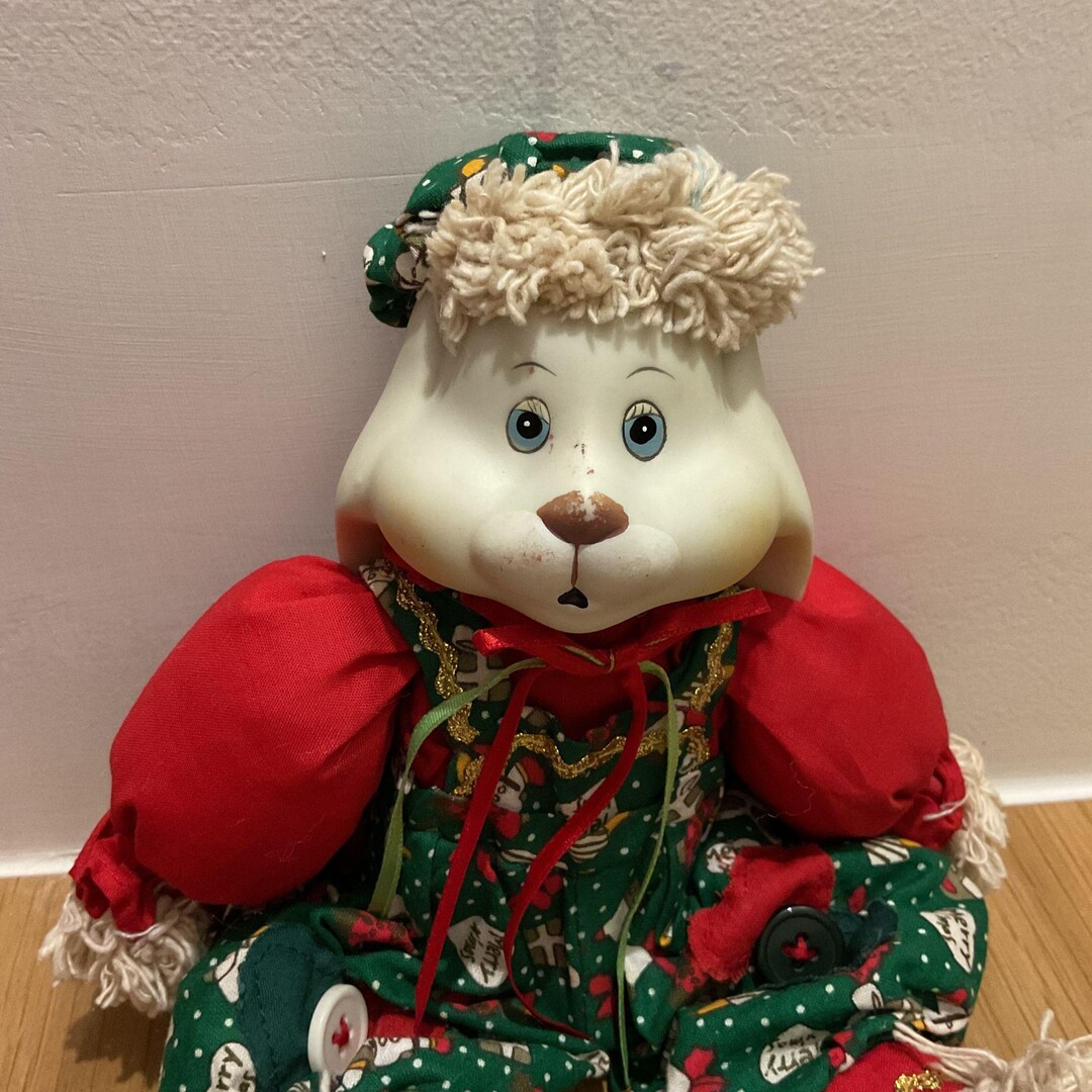 Vintage 1995 Christmas Teddy Bear by TL Toys – Folk Country Style Plush ...