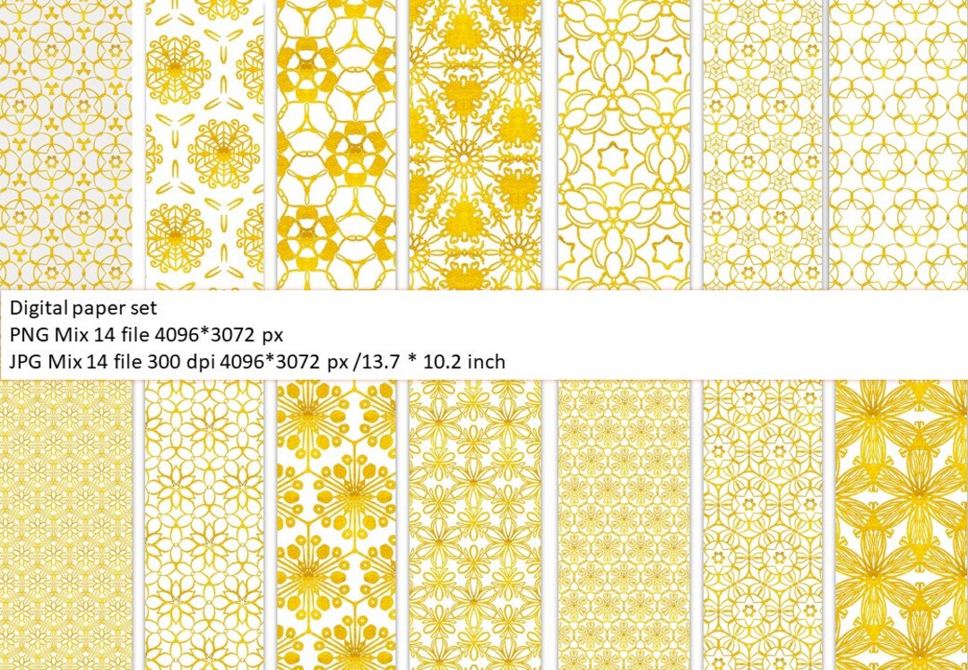 14 Gold Patterns Seamless ,gold Pattern Digital Papers, Gold Pattern ...