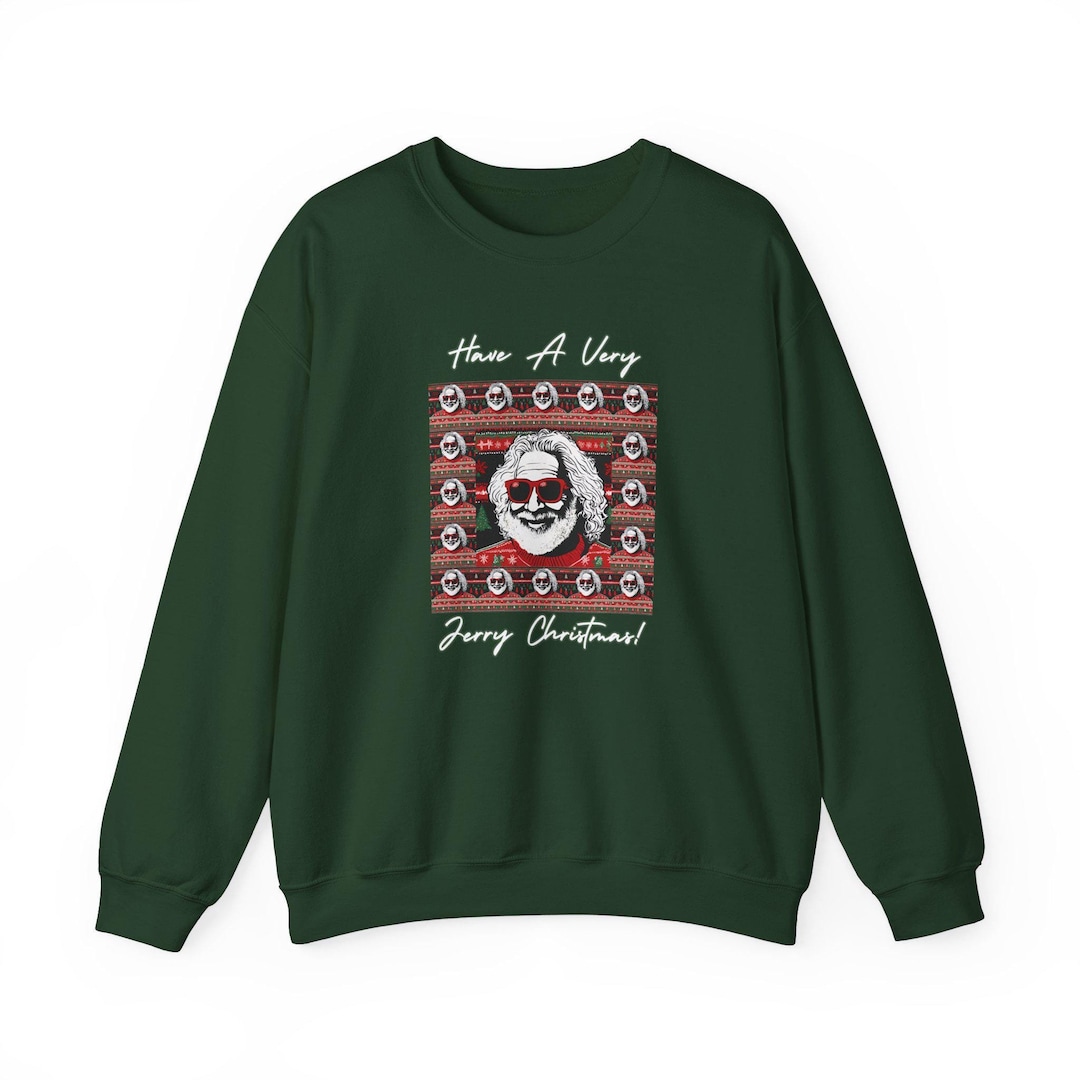 Garcia Santa Have a Very Jerry Christmas Holiday Ugly Christmas Sweater ...