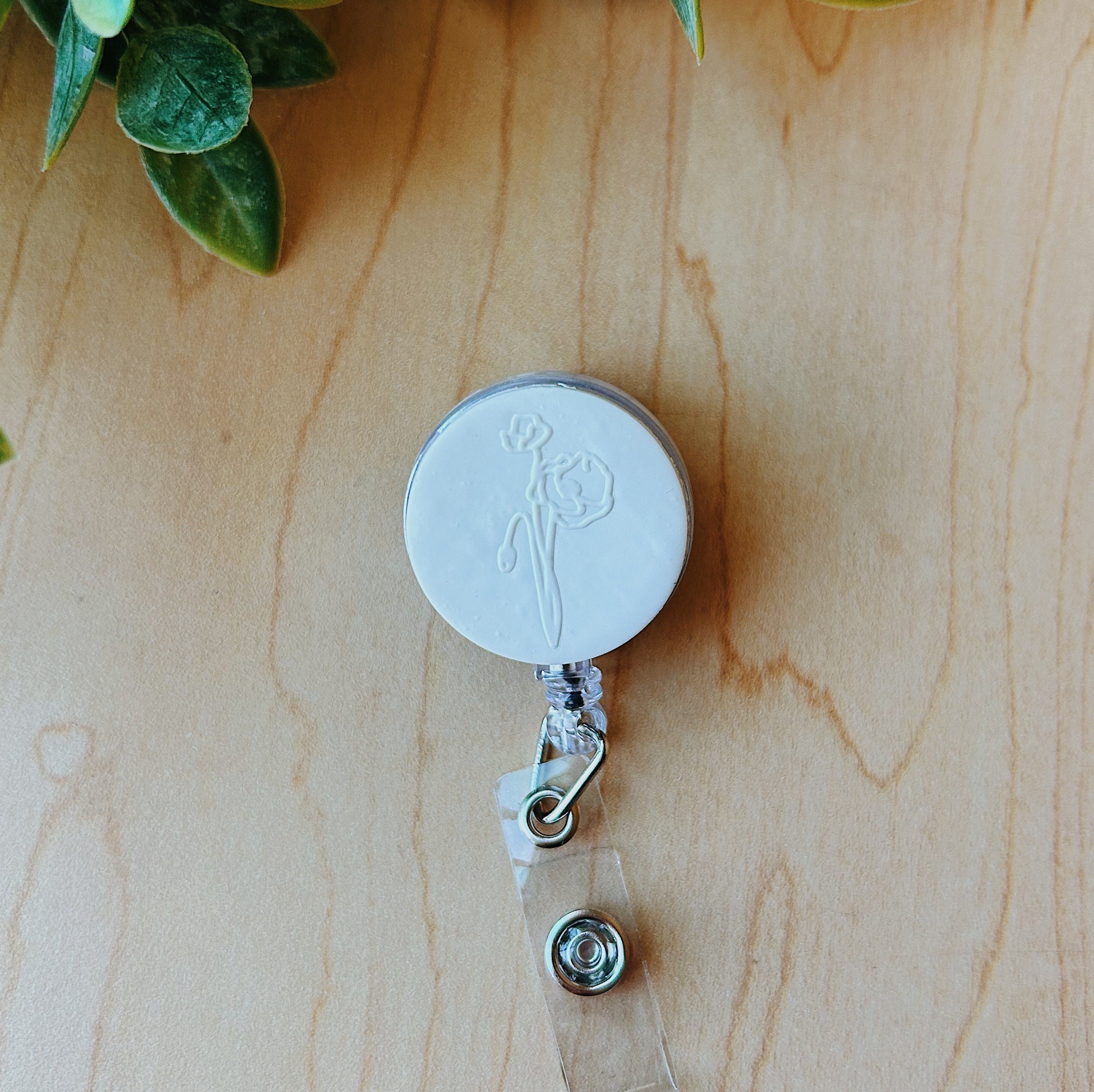 The Birth Flower Badge Reel: Handmade & Customizable Clay Badge Reel - Etsy