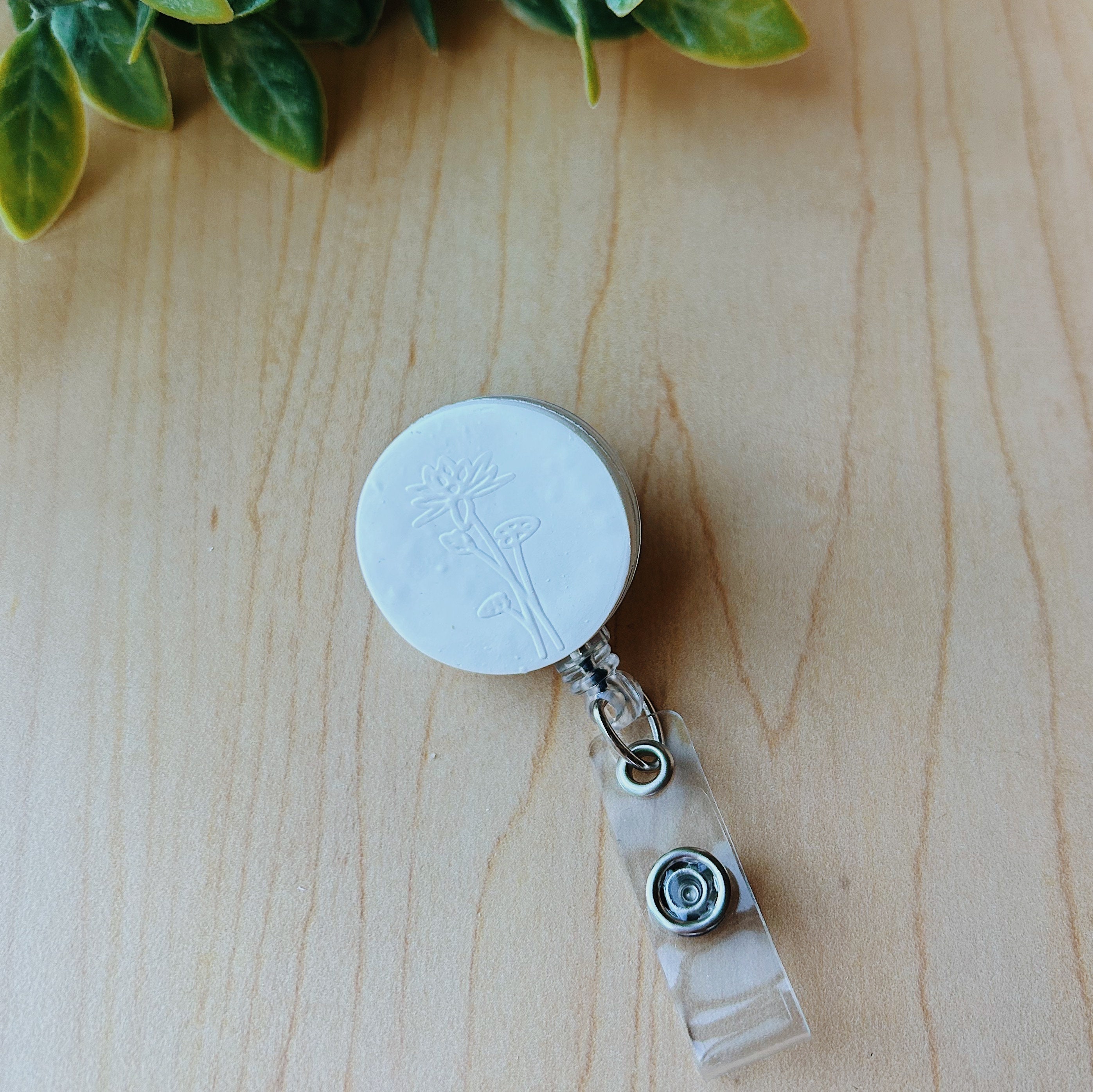 The Birth Flower Badge Reel: Handmade & Customizable Clay Badge Reel - Etsy