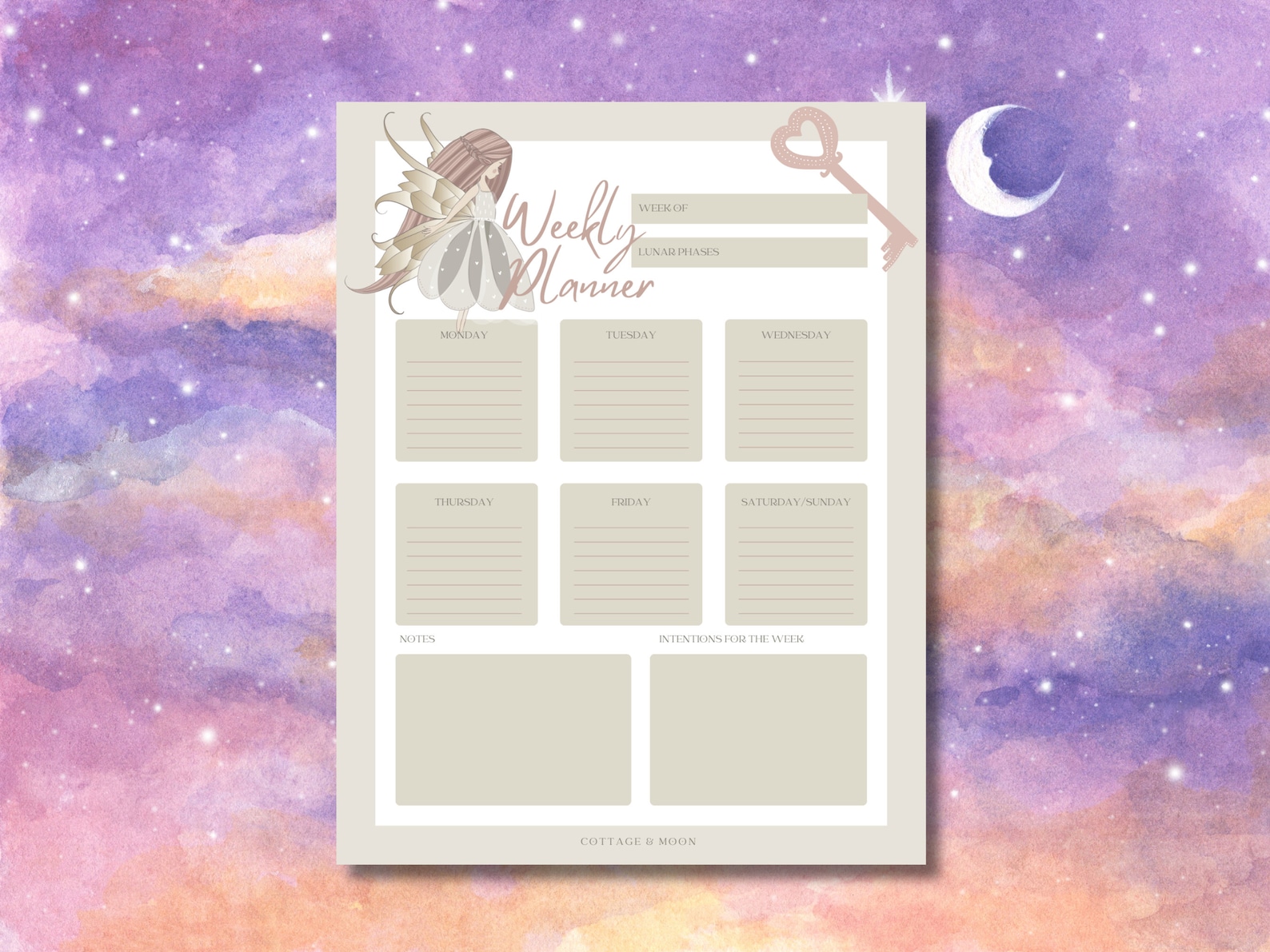 Tan Fairy-daily, Weekly, Monthly Calendar-practical and Mystical - Etsy
