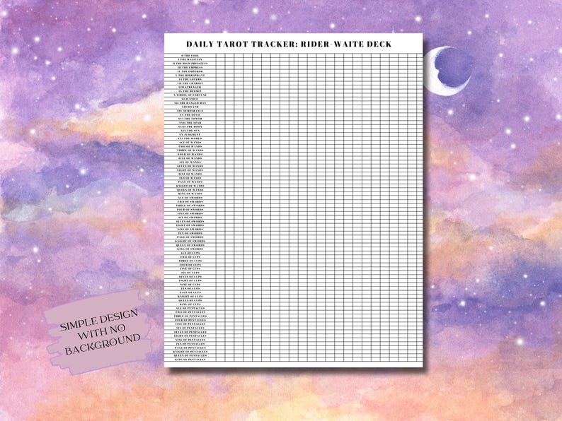 Daily Tarot Tracker~ Riader-waite Deck - Etsy