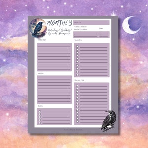 Purple Crow-daily, Weekly, Monthly Calendar-practical and Mystical - Etsy