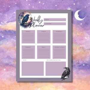 Purple Crow-daily, Weekly, Monthly Calendar-practical and Mystical - Etsy
